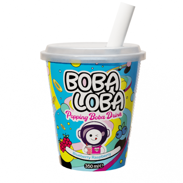 Boba Lopa Bubble Tea Blåbær & Hindbær 350ml - Alle Varer - Kortdato.dk